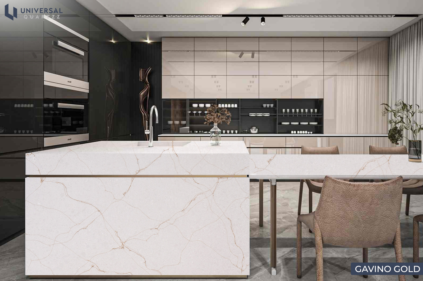 White Quartz Kitchen Countertops for Home - Universal Quartzz